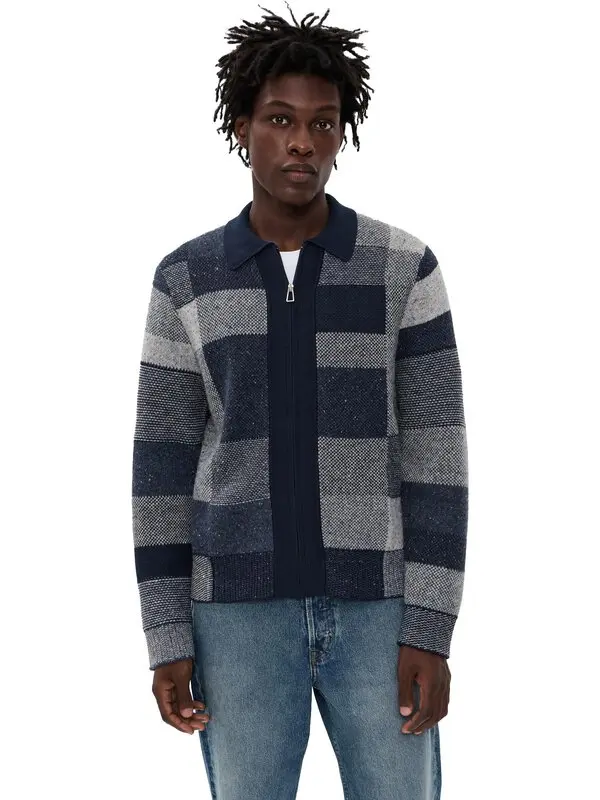Paul Smith Zip Patchwork Cardigan - Dark Navy