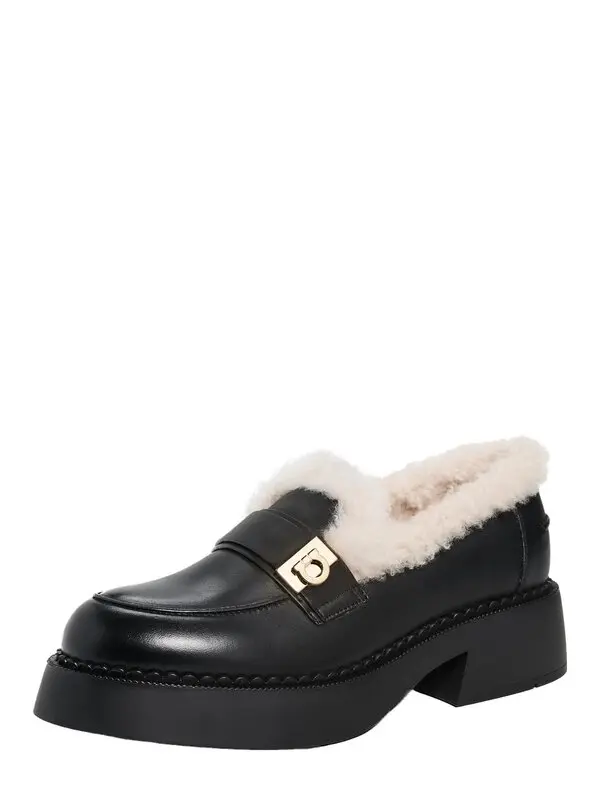FERRAGAMO Caminia Fur Loafers - Nero
