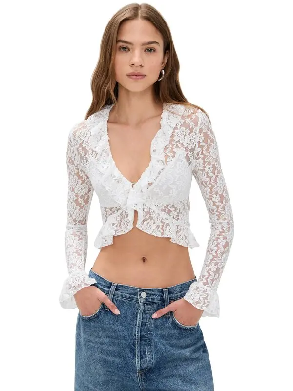 Lioness Lace Long Sleeve Shirt - Porcelain