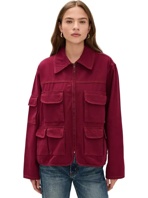 Lioness Renacida Denim Jacket - Burgundy