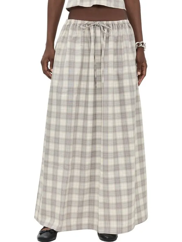 Lioness Sweet Escape Maxi Skirt - Smoke Plaid