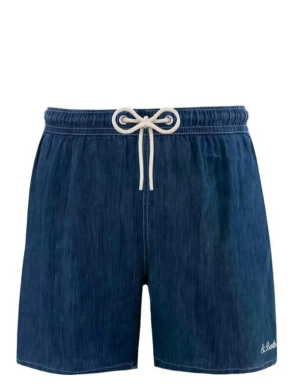 MC2 SAINT BARTH Linen-denim Swim Shorts - Blue