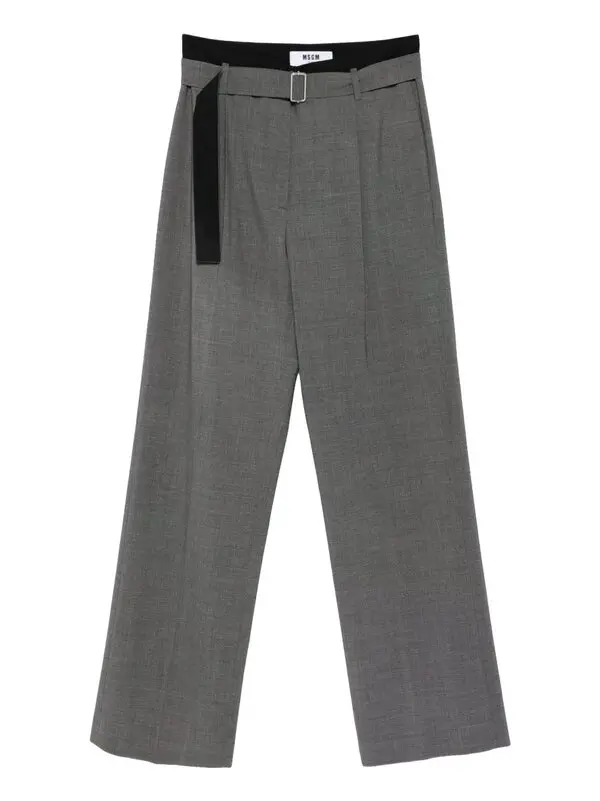 MSGM Belted Pleated Trousers - Grey