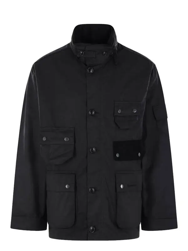 Barbour Jacket In Waxed Cotton With Corduroy Detailing - Black