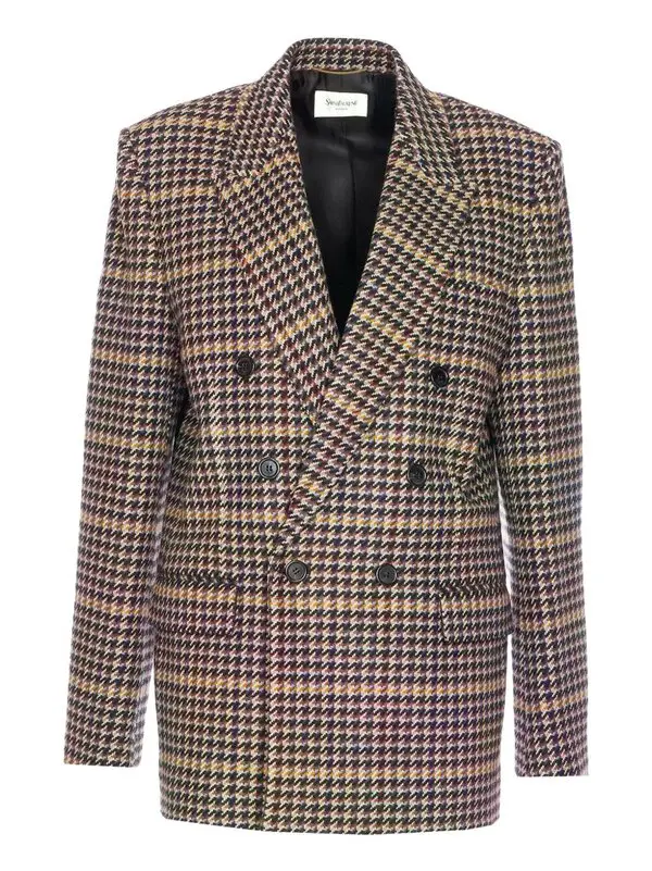 Saint Laurent Patterned Double-breasted Blazer - Brown