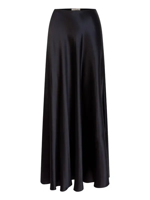 HEIRLOME Antonia Silk Maxi Skirt - Black
