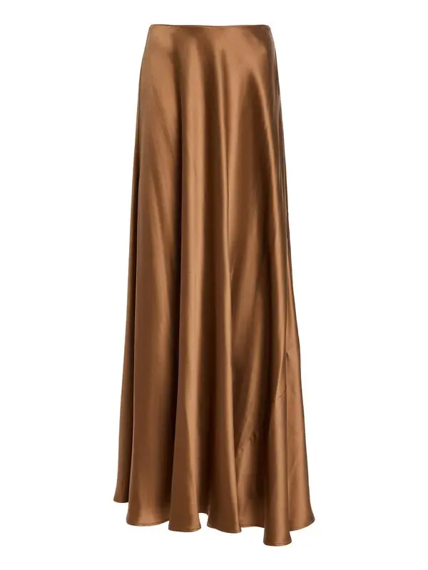 HEIRLOME Antonia Silk Maxi Skirt - Tan