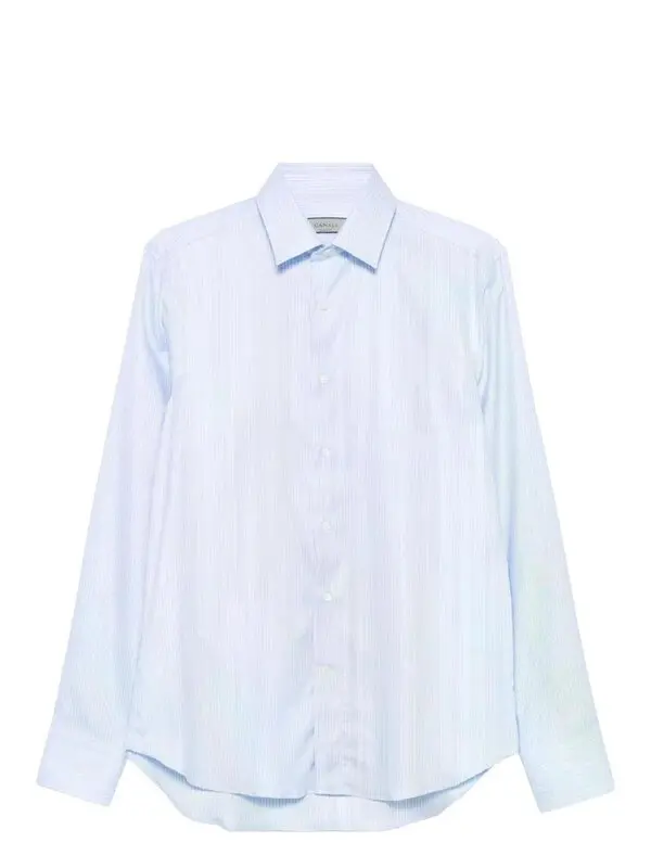 Canali Pinstripe Cotton Shirt - Blue