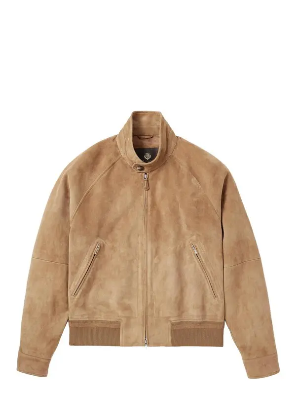 Loro Piana Novak Suede Bomber Jacket - Neutrals