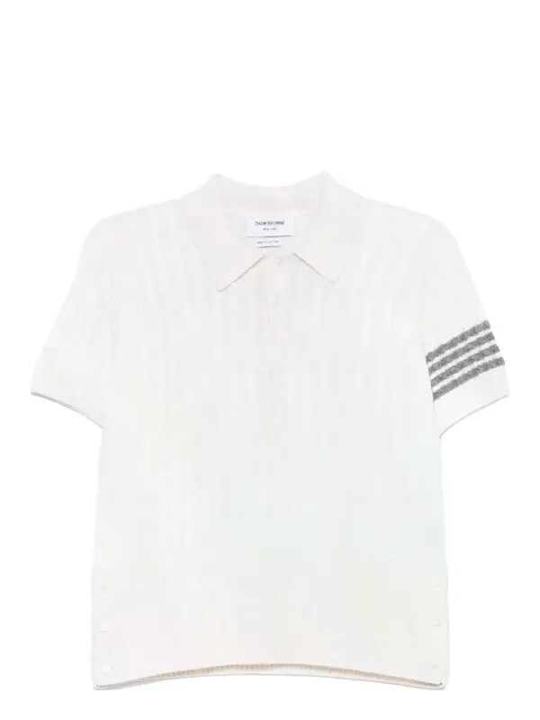 Thom Browne 4-bar Cashmere Polo Shirt - White