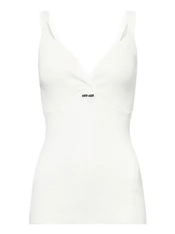 Miu Miu Cotton Ribbed Top - Bianco