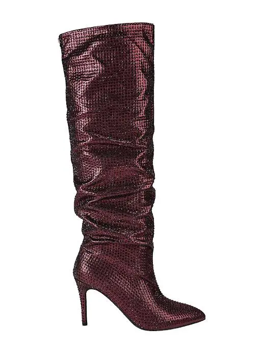 Carvela Amore Crystal-embellished Heeled Knee-high Boots - Wine