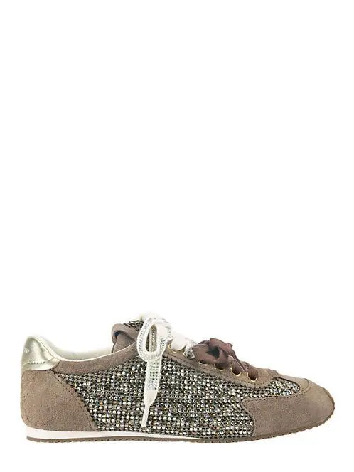 Kurt Geiger Islington Crystal-embellished Trainers - Beige Comb