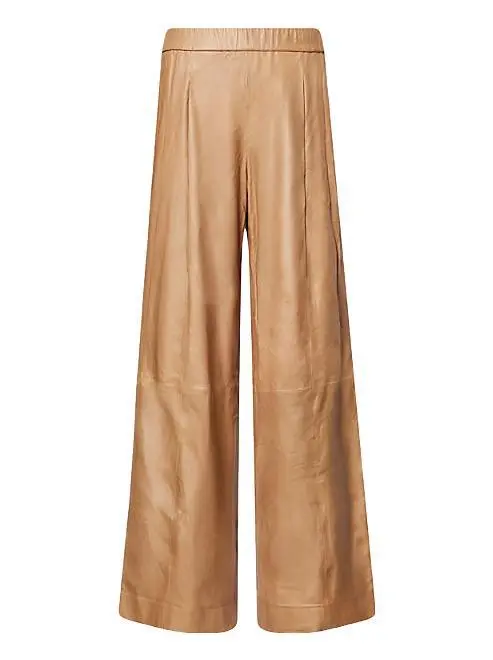 TWP Leather Trousers With Contrast Panel - Kelp Bone