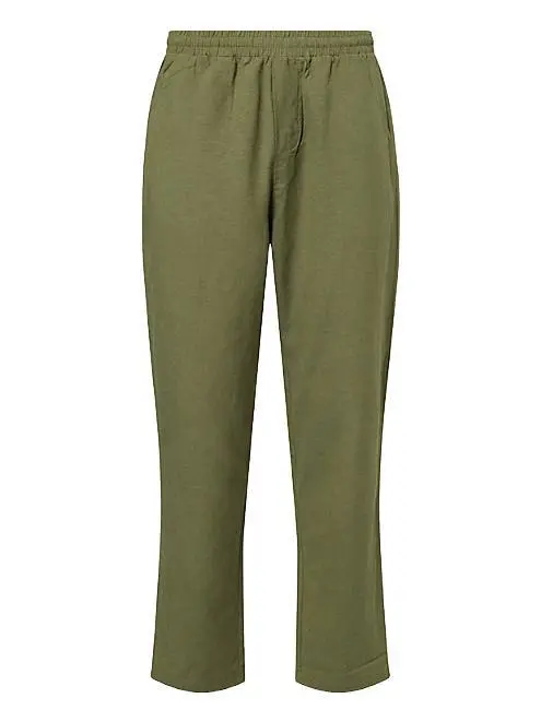 BELIER Relaxed Fit Linen-cotton Blend Trousers - Olive