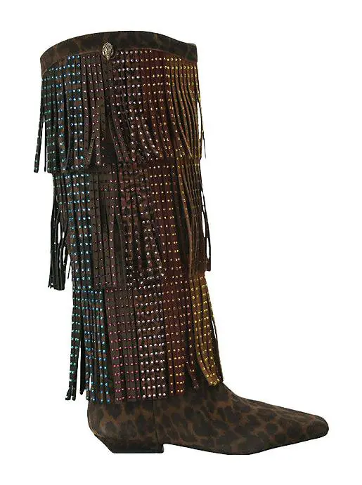 Kurt Geiger Western Fringe Suede Knee-high Boots - Dk.brn Com