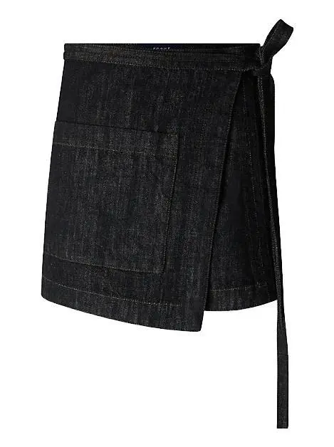 Soeur Eloise Wrap-front Denim Mini Skirt - Denim Brut Noir