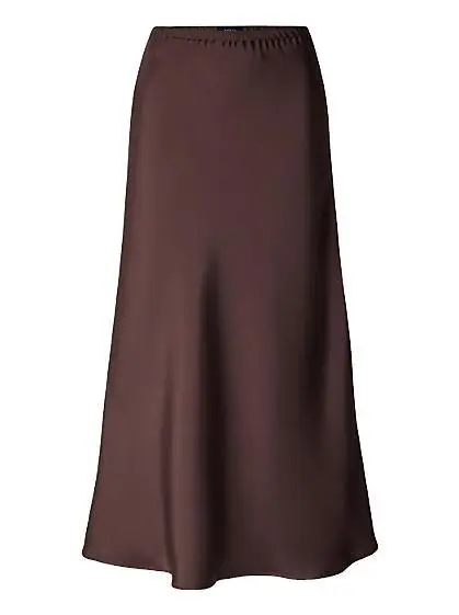 Soeur Fever Bias-cut Twill Midi Skirt - Prune