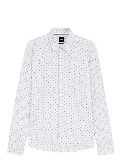 BOSS Printed Slim-fit Woven Shirt - White