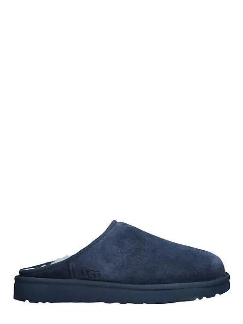 UGG Classic Slip-on Suede And Shearling Slippers - Navy