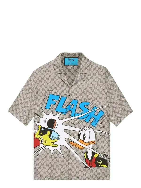 Gucci X Disney Donald Duck Bowling Shirt - Tan