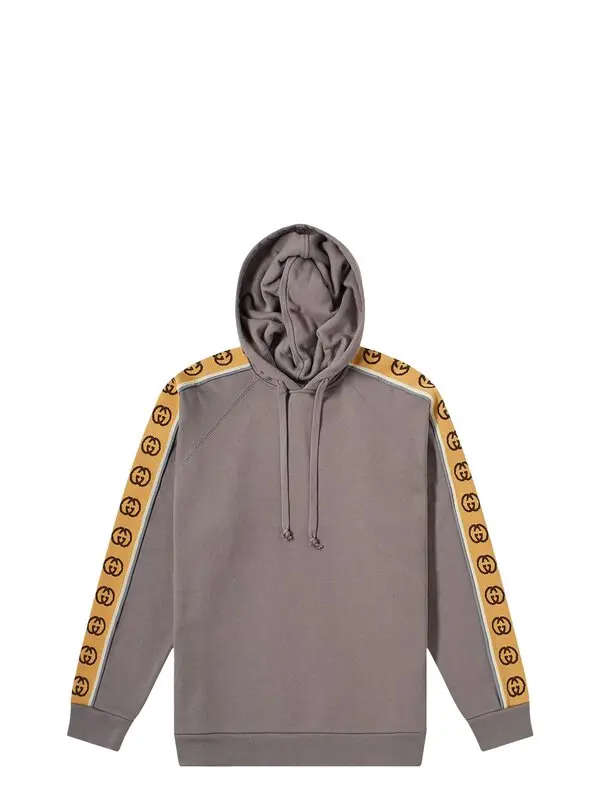 Gucci Tape Detail Popover Hoodie - Grey