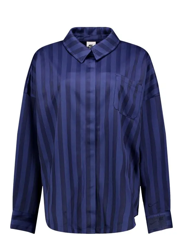 Nike Sportswear Oversized Jacquard Striped Button-down Shirt - Blue