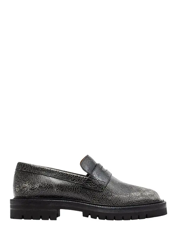 MAISON MARGIELA Cracked Leather Tabi Loafer - Black