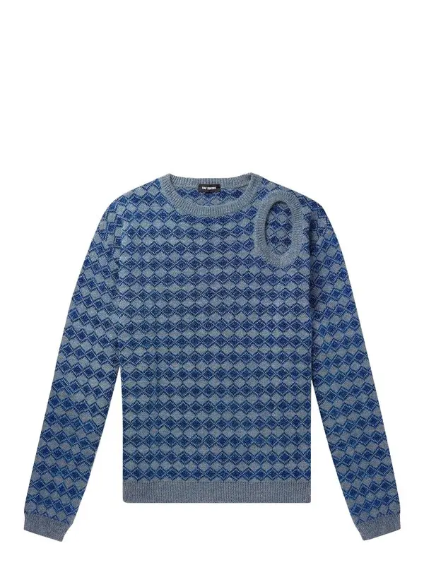 Raf Simons Jacquard Cut Out Crewneck Sweater - Grey