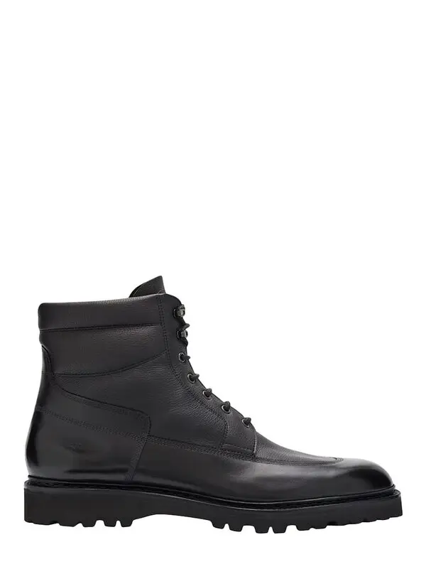 John Lobb Peak Leather Lace-up Boots With Rubber Sole - Black