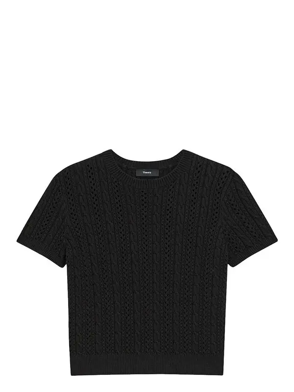 Theory Crewneck Cable-knit Tee - Black