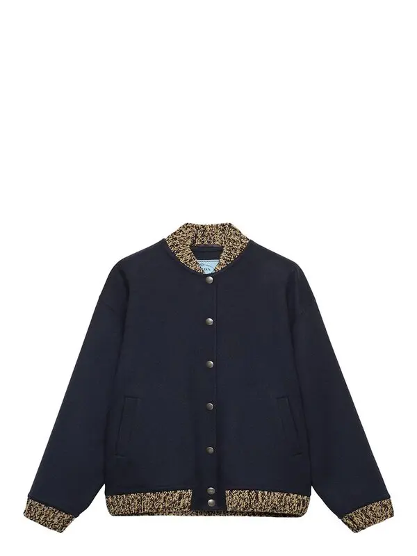 Prada Cashmere And Wool Bomber Jacket - Bleu