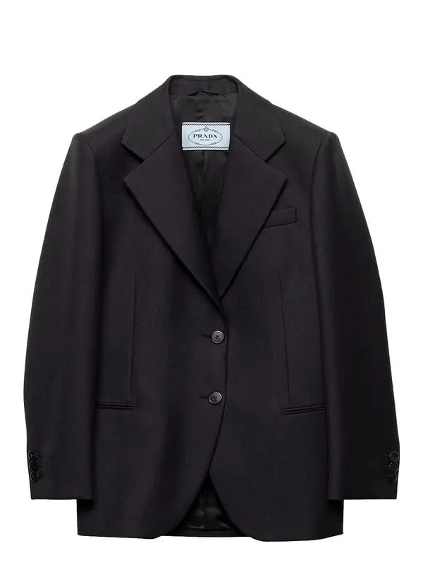 Prada Wool Gabardine Single-breasted Blazer - Antracite