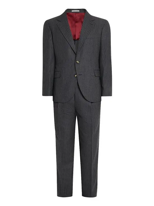 Brunello Cucinelli Virgin Wool Chalk Stripe Notch Lapel Sport Coat - Anthracite