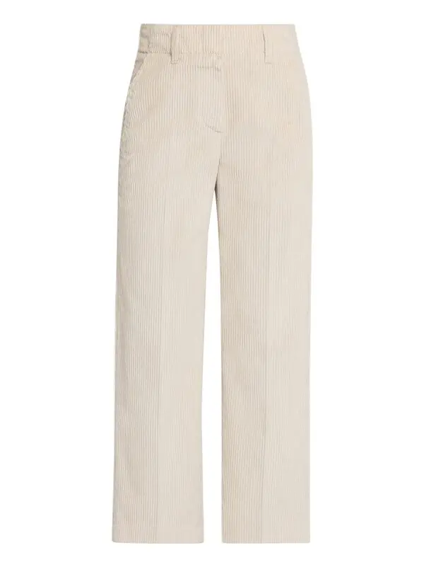 Brunello Cucinelli Cotton Corduroy Wide-leg Trousers With Monili - Beige