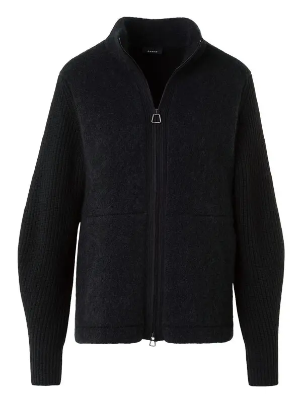 Akris Cashmere-silk Bouclé Zip Cardigan - Black