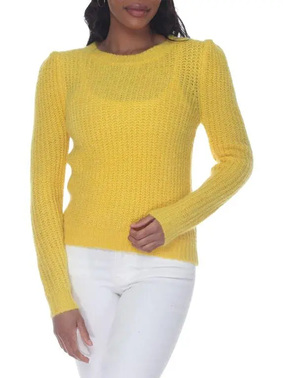 RAIN AND ROSE Ribbed Crewneck Sweater - Yellow