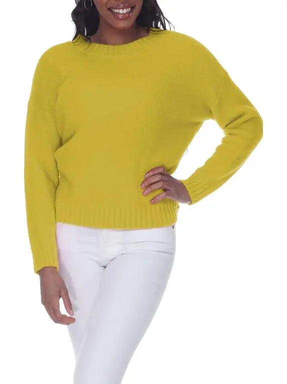 RAIN AND ROSE Plush Crew Neck Pullover Sweater - Yellow