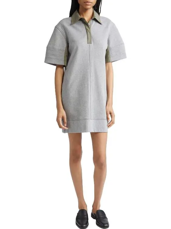 3.1 Phillip Lim Mixed Media Polo Mini Dress - Grey Melange-army