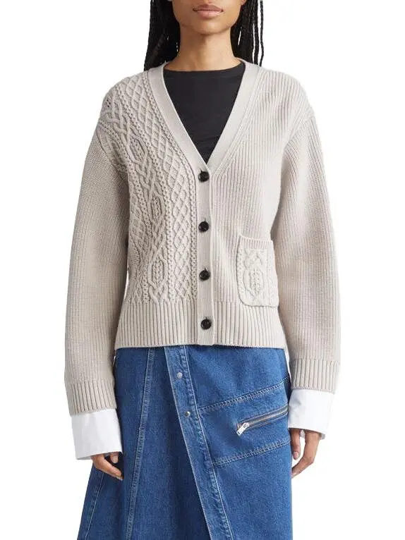 3.1 Phillip Lim Wool Cable Cardigan - Oyster