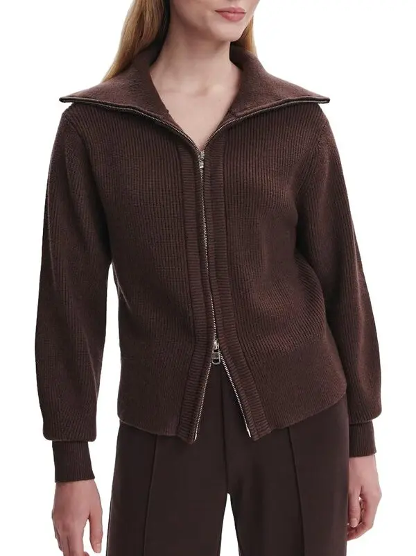 Varley Enrico Knit Zip Jacket - Coffee Bean