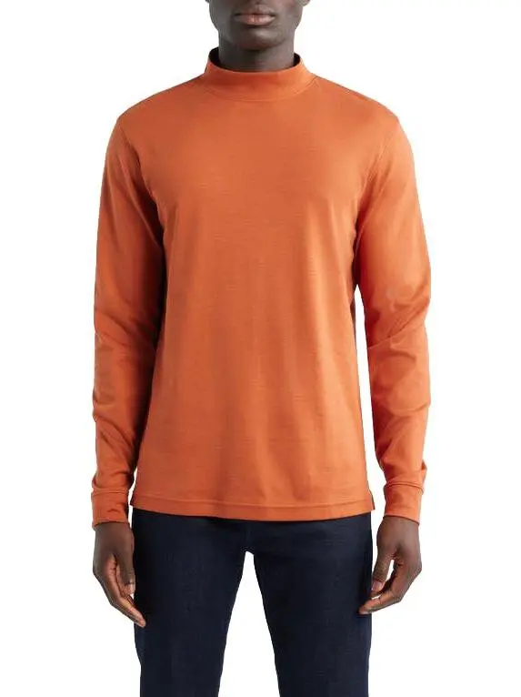 Scott Barber Pima Cotton Interlock Mock Neck Top - Auburn