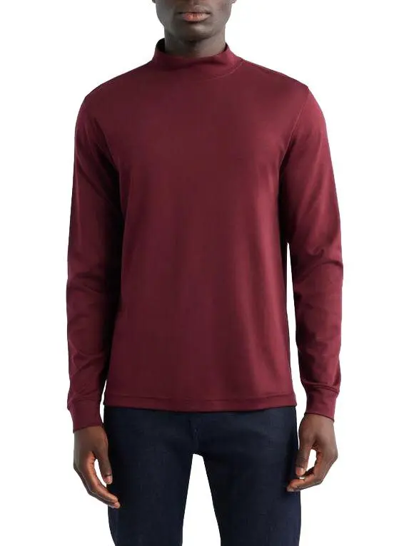 Scott Barber Pima Cotton Interlock Mock Neck Top - Burgundy
