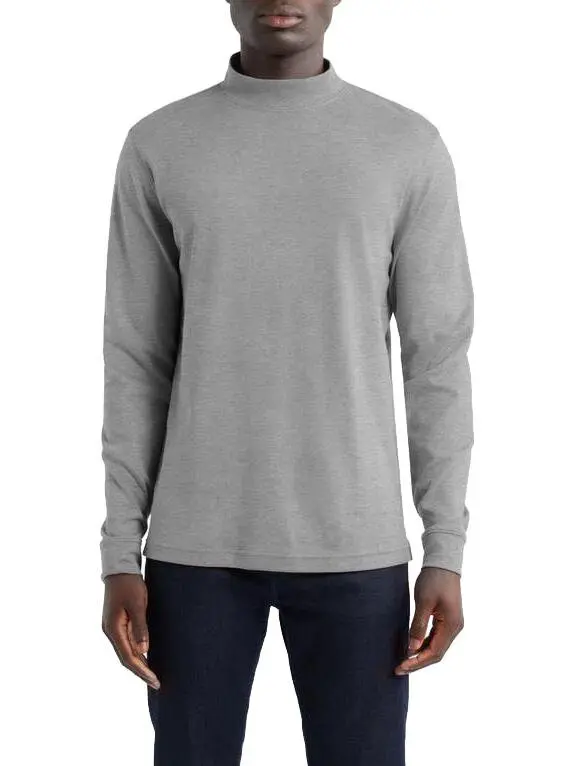 Scott Barber Pima Cotton Interlock Mock Neck Top - Grey Heather