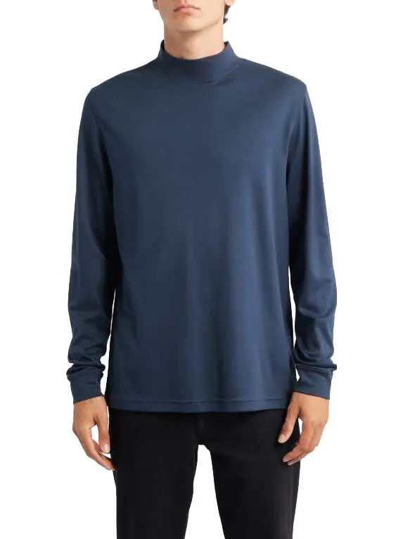 Scott Barber Pima Cotton Interlock Mock Neck Top - Midnight