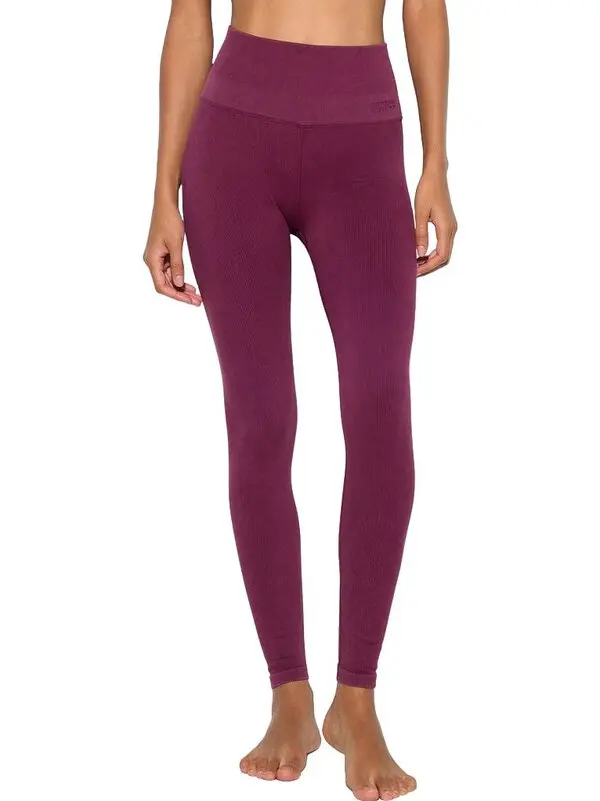 Spiritual Gangster Love Mineral Wash Rib Leggings - Dark Dahlia