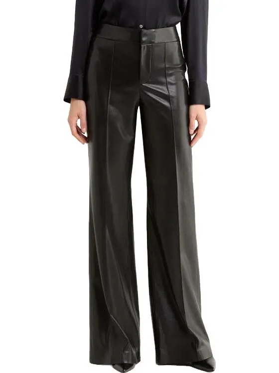 Alice + Olivia Dylan High-waist Flare Faux Leather Pants - Black