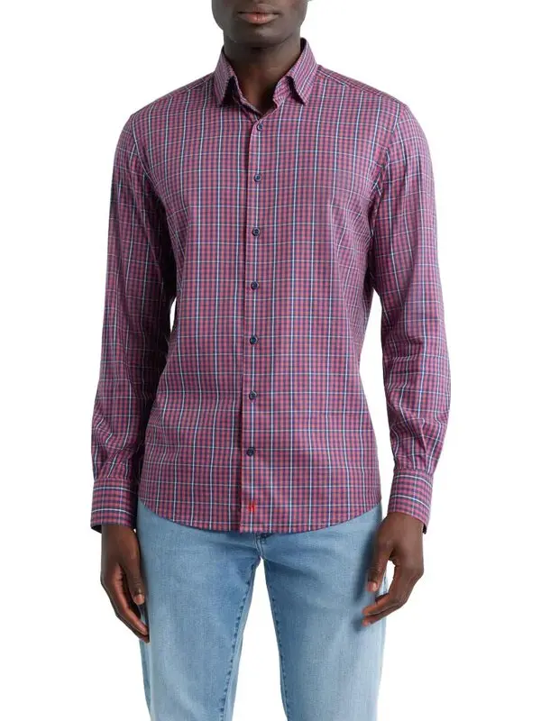 Johnnie-o Kenney Check Stretch Button-up Shirt - Lobster