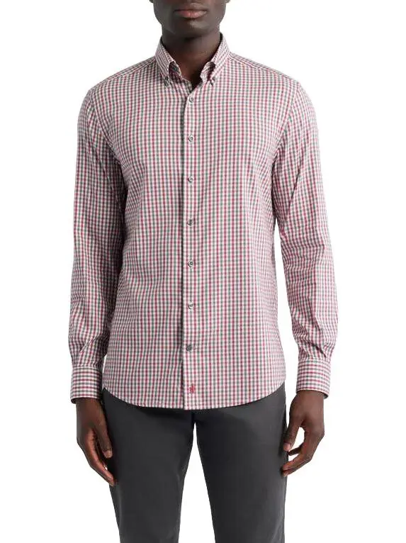 Johnnie-o Kirtland Check Stretch Button-down Shirt - Malibu Red