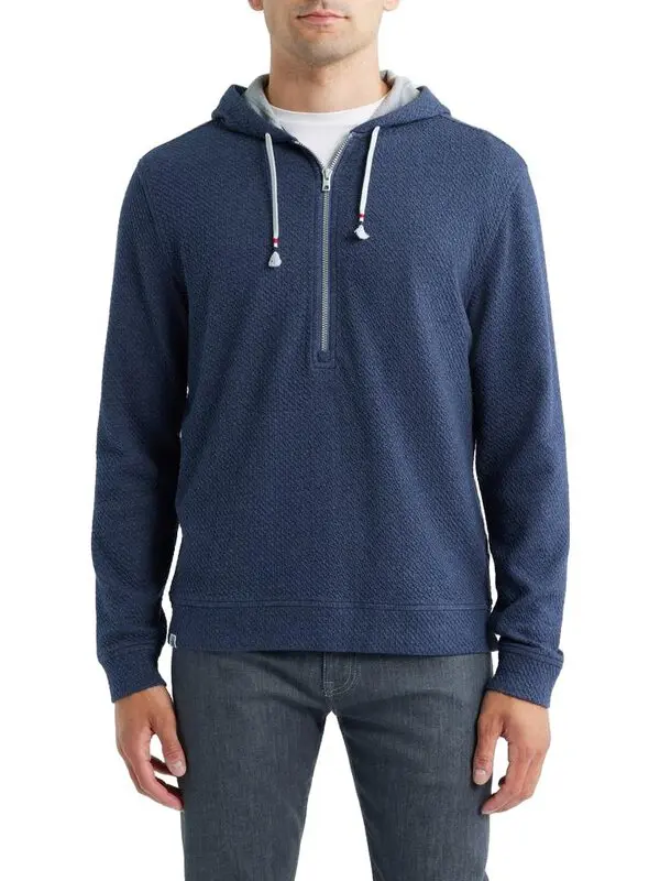 Johnnie-o Zoeller Textured Half-zip Hoodie - Indigo
